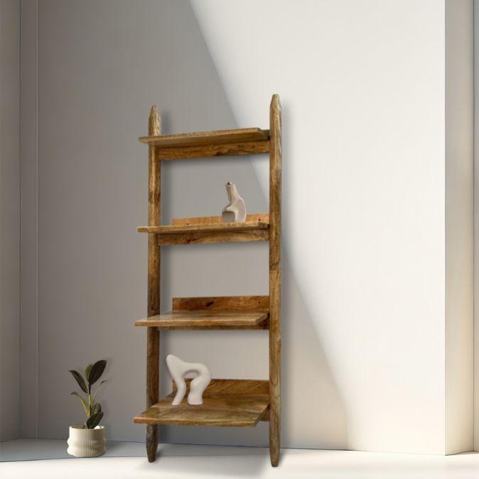 Mango wood ladder shelf store