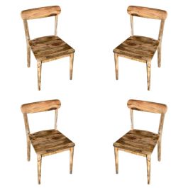 Set of 4 Light Vintage Mango Dining Chairs
