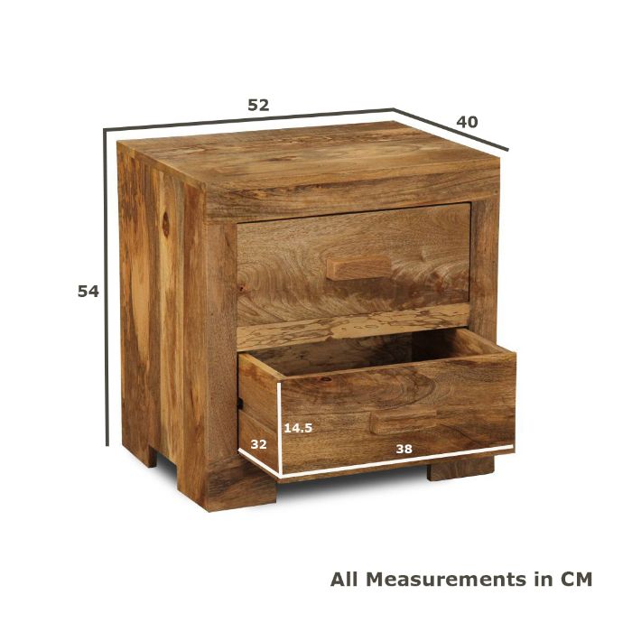 Light Mango Wood 2 Drawer Small Chest Trade Furniture